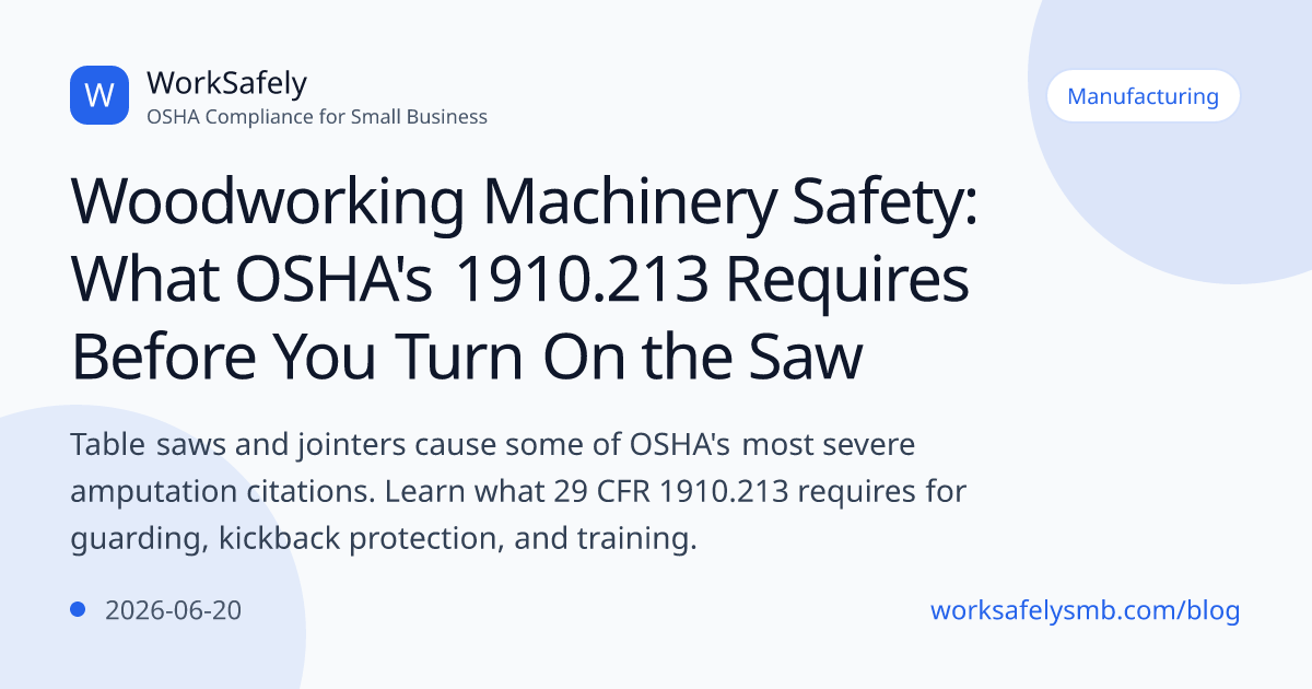 Woodworking Machinery Safety: What OSHA's 1910.213 Requires Before You ...